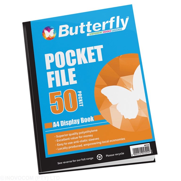 Butterfly Pocket File 50pg A4 – STANLEY'S SCHOOL STATIONERY